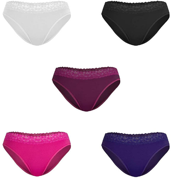 Besame Women Pantie Lace Hipster Underwear Mid Rise Lingerie 5 Pack ...